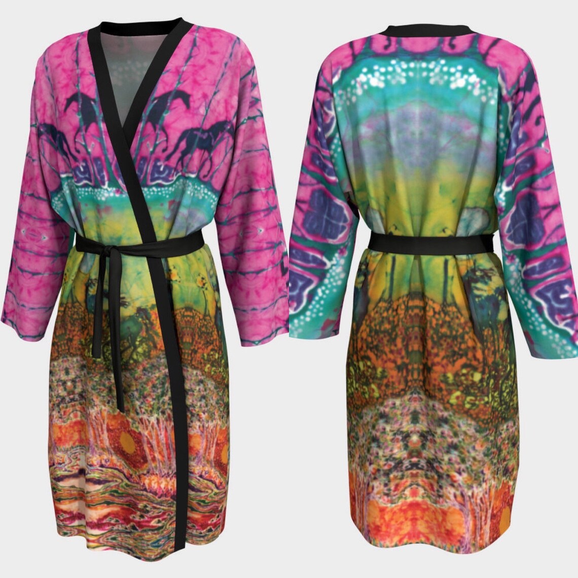 Horses Peignoir Robe Horse Batik Spring horses in the - Etsy