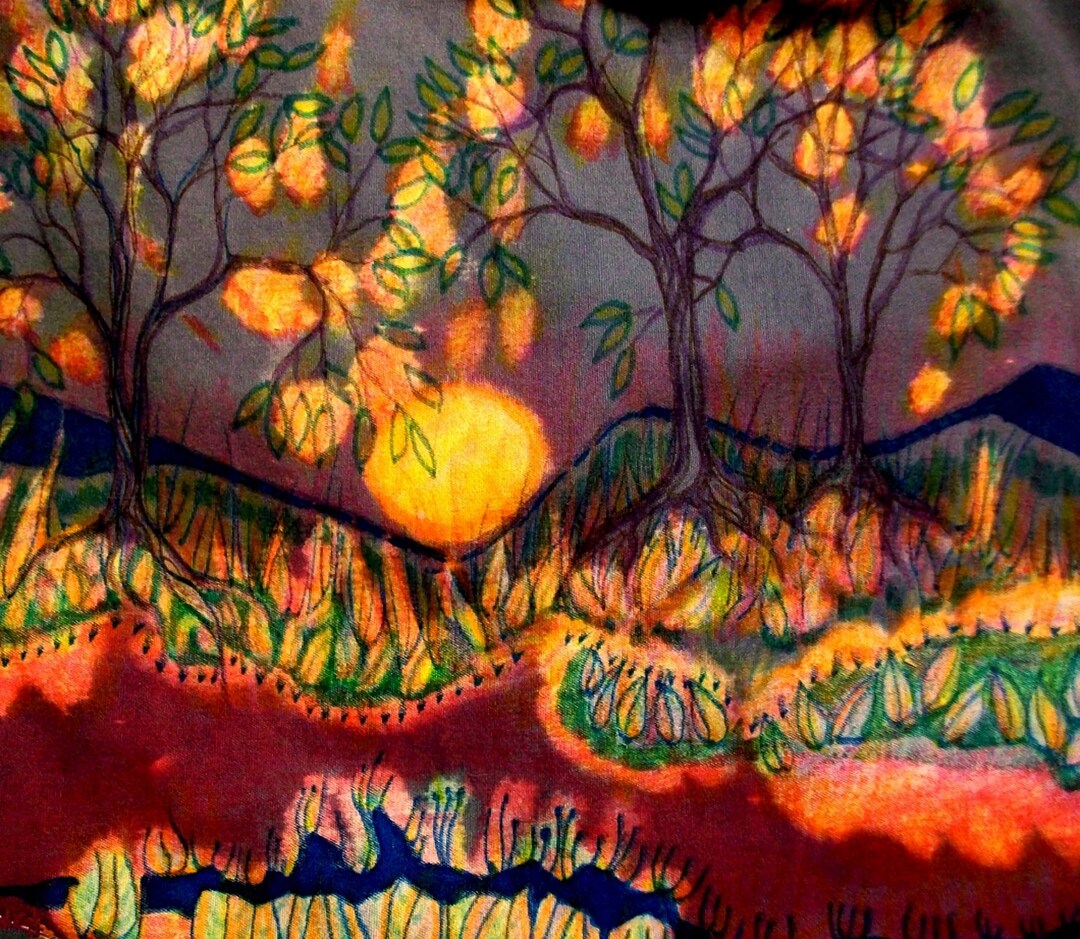 Mystical Fabric Panel "mystical Garden Moon" Yard Batik - Etsy