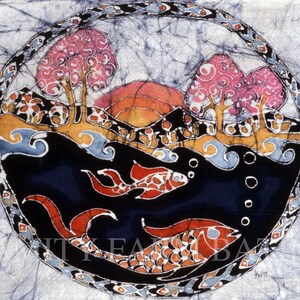 Fish in a Rainbow Circle - Batik Print From Original - Etsy