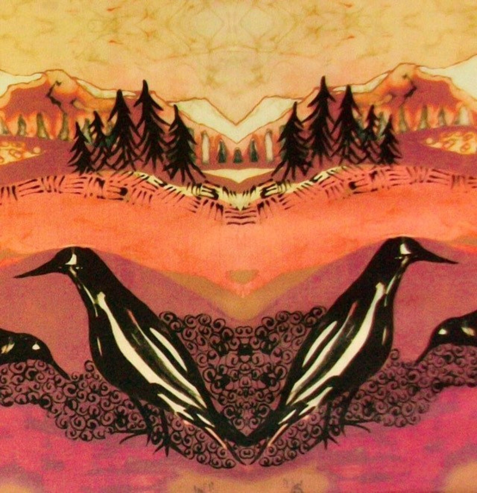 Crows Alone Batik Art Fabric Panel From Original Custom - Etsy