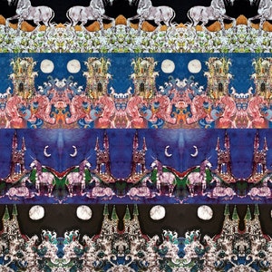 4 Fabric Panels From Fantasy Themes - Batik Fabric 4, 10" X 36" Panels ...