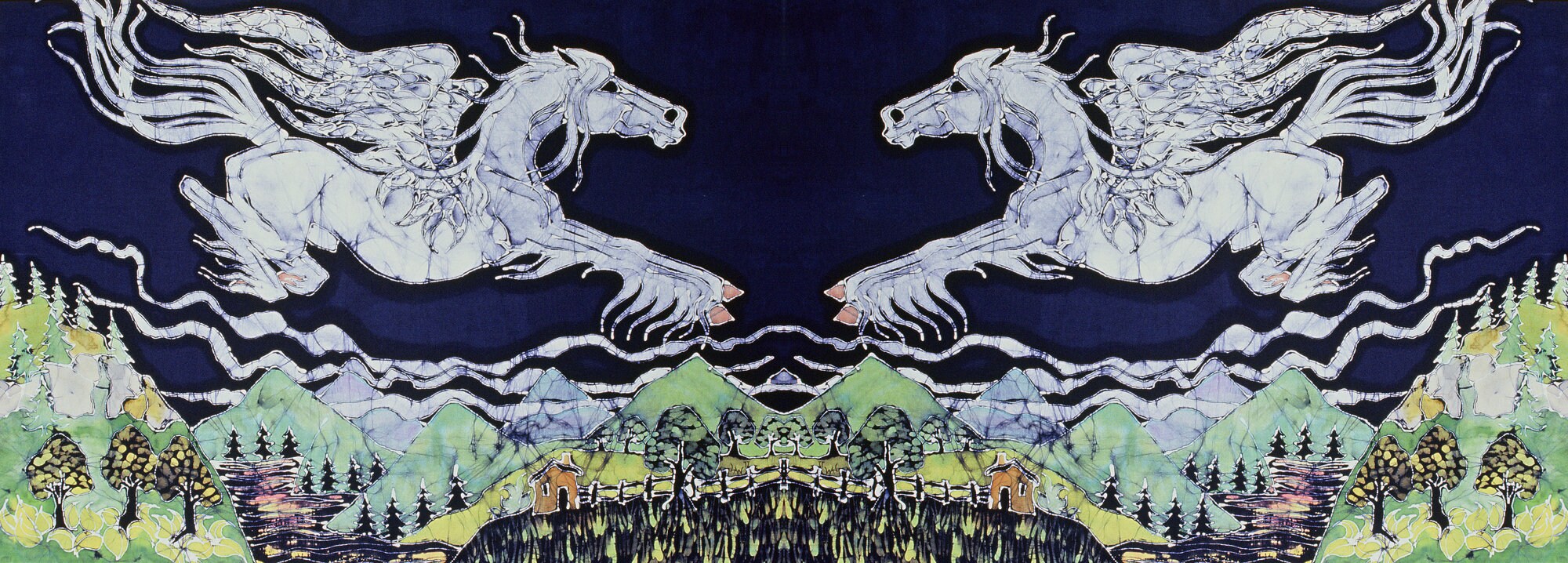 Fantasy batik Fabric panels from my original batik _ Pegasus | Etsy