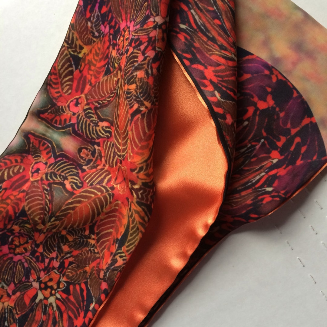 Coneflower Scarf - Batik Flowers - Silky Faille Sash / Scarf - Women's ...