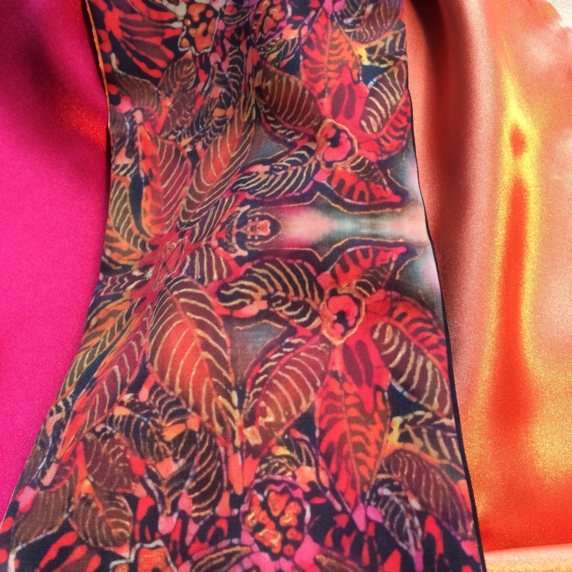 Coneflower Scarf Batik Flowers Silky Faille Sash / Scarf - Etsy