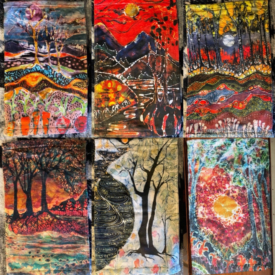 Batik Kitchen Towels - Landscapes - From My Original Landscape Batik - Etsy