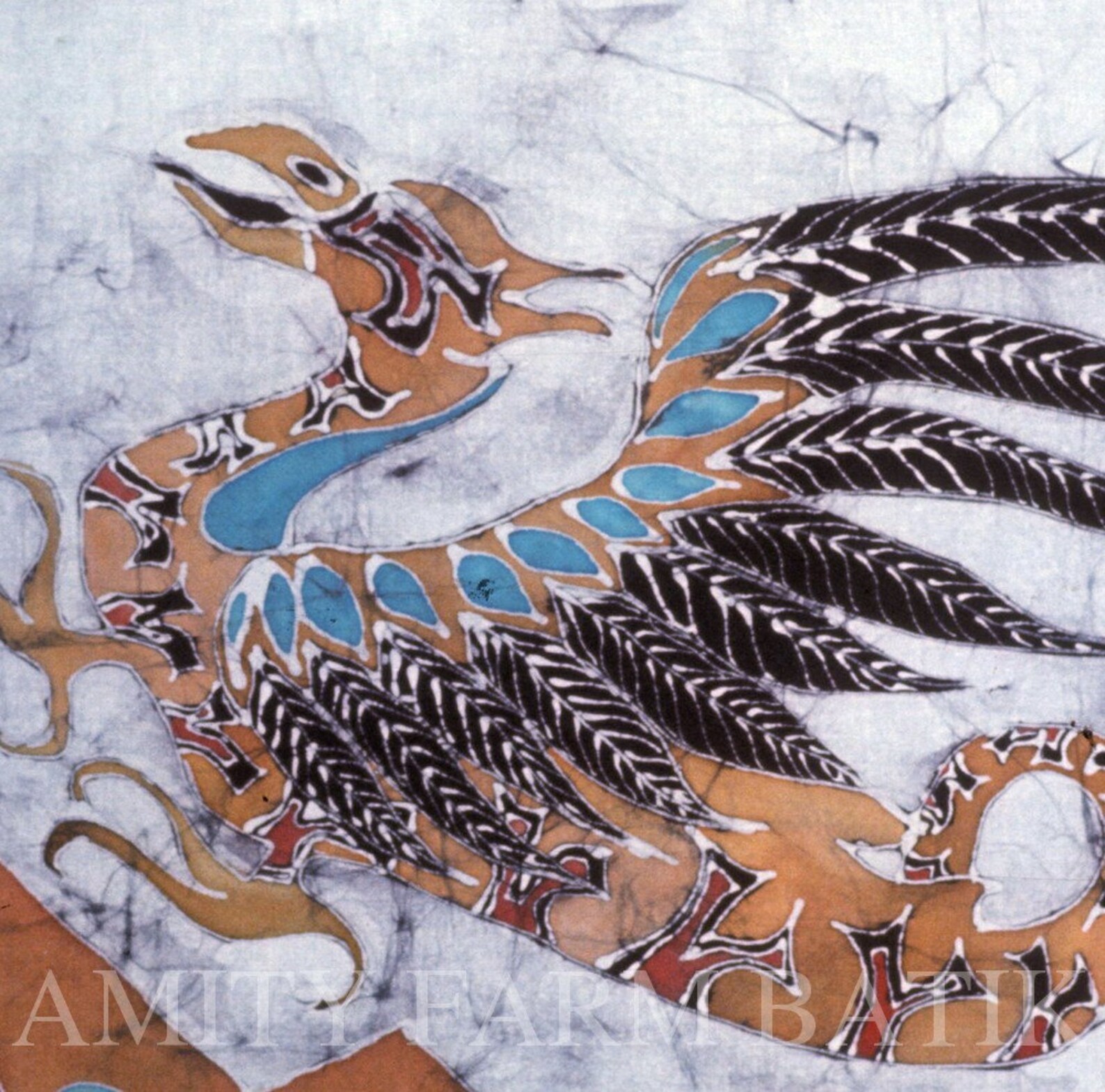 Beaked Dragon art print Dragon Flies Above The Sea batik | Etsy