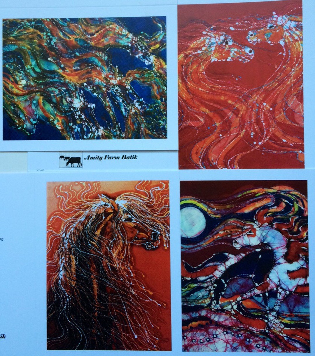 Horse Batik Cards Set Flowing Horses Edition - Horse - Set of Four ...