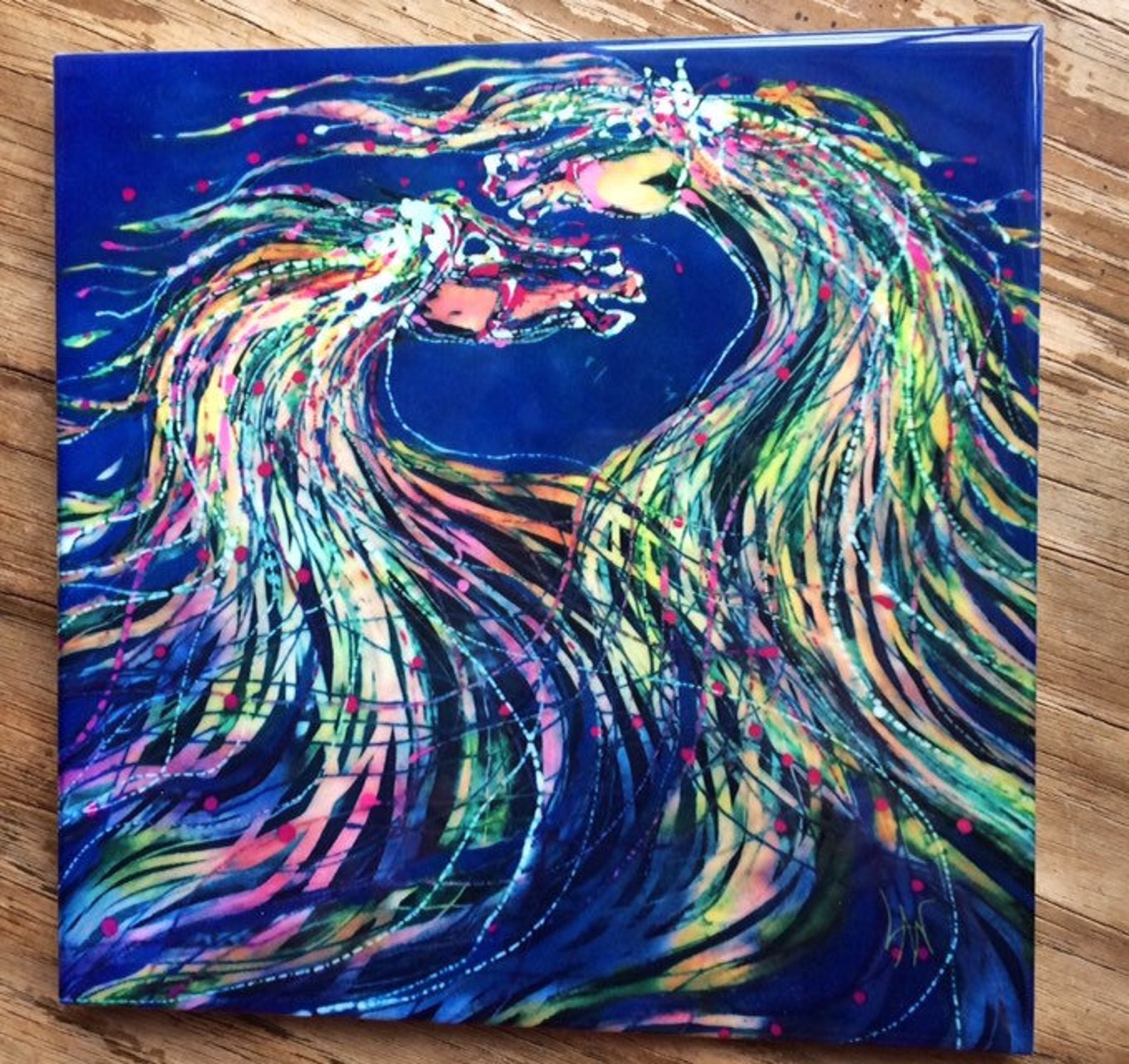Horses in Motion Trivet Batik Ceramic Tile horses | Etsy