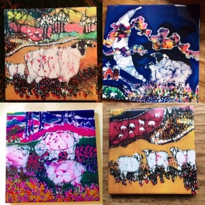 Sheep Trivet - Sheep Pasture Batik - Ceramic Tile - Etsy