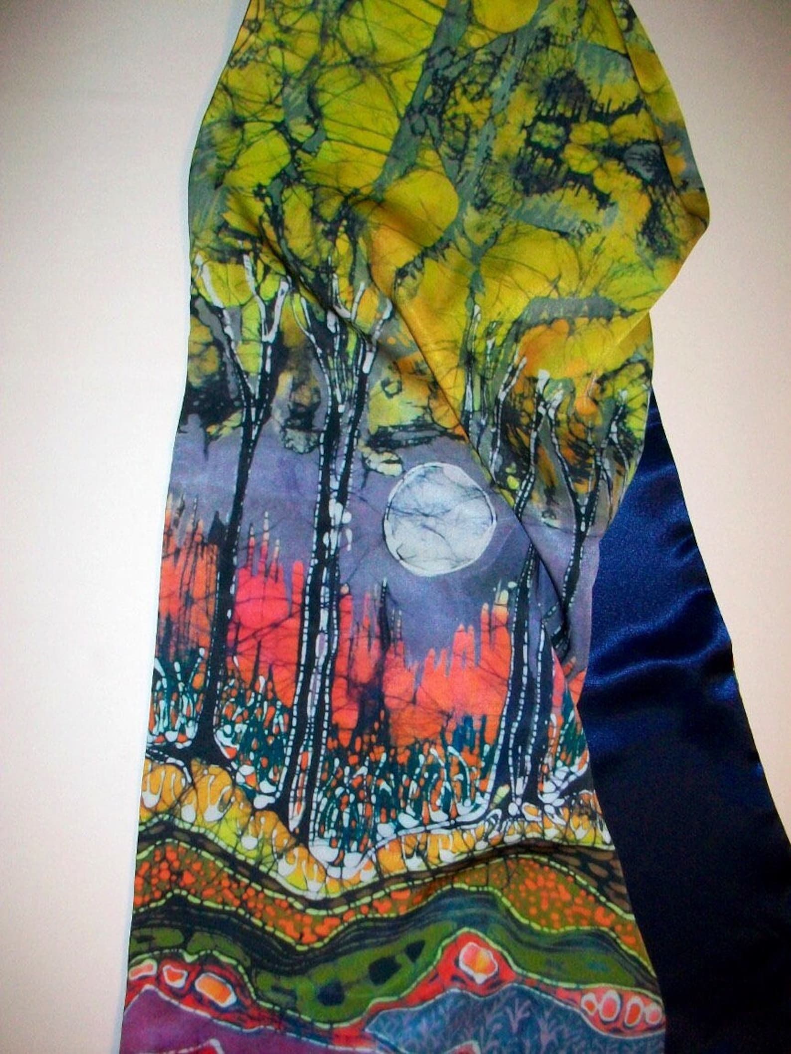 Moonlight Shawl batik Scarf Moon Over Spring Silky Faille | Etsy