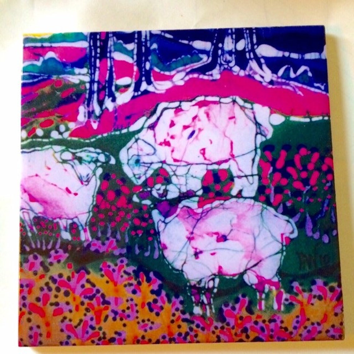 Sheep Trivet Sheep Pasture Batik Ceramic Tile - Etsy