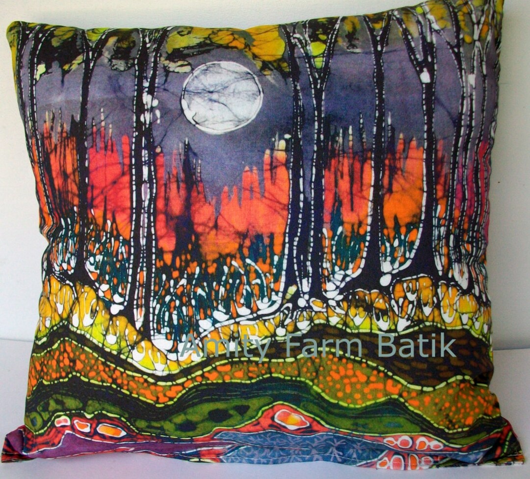 Moon Pillow Fabric - Moon Over Spring - Batik Art Fabric for Pillow - Etsy