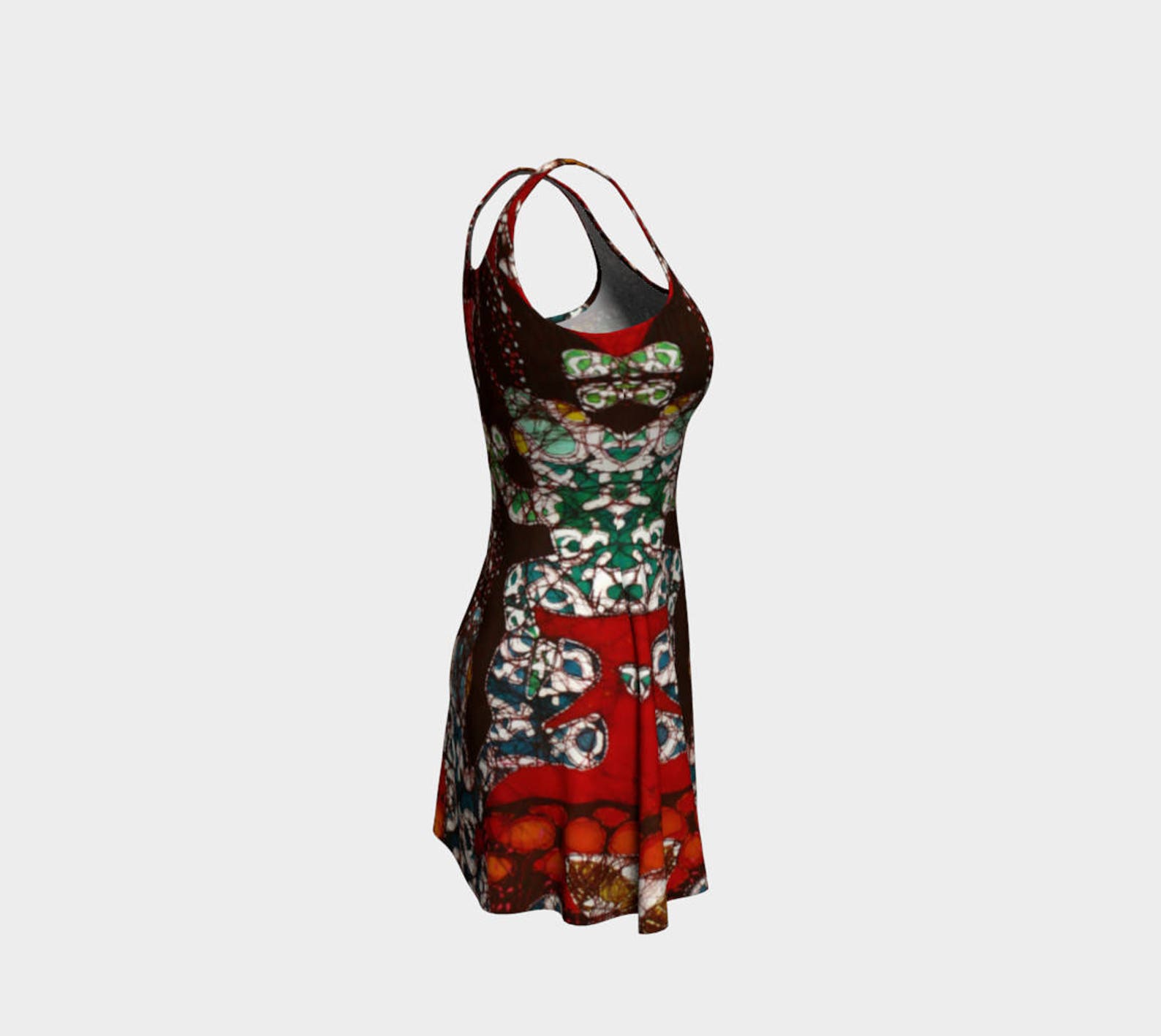 Ancient Frogs Batik Dress - Fit and Flare Dress - Magic Frogs Rising ...