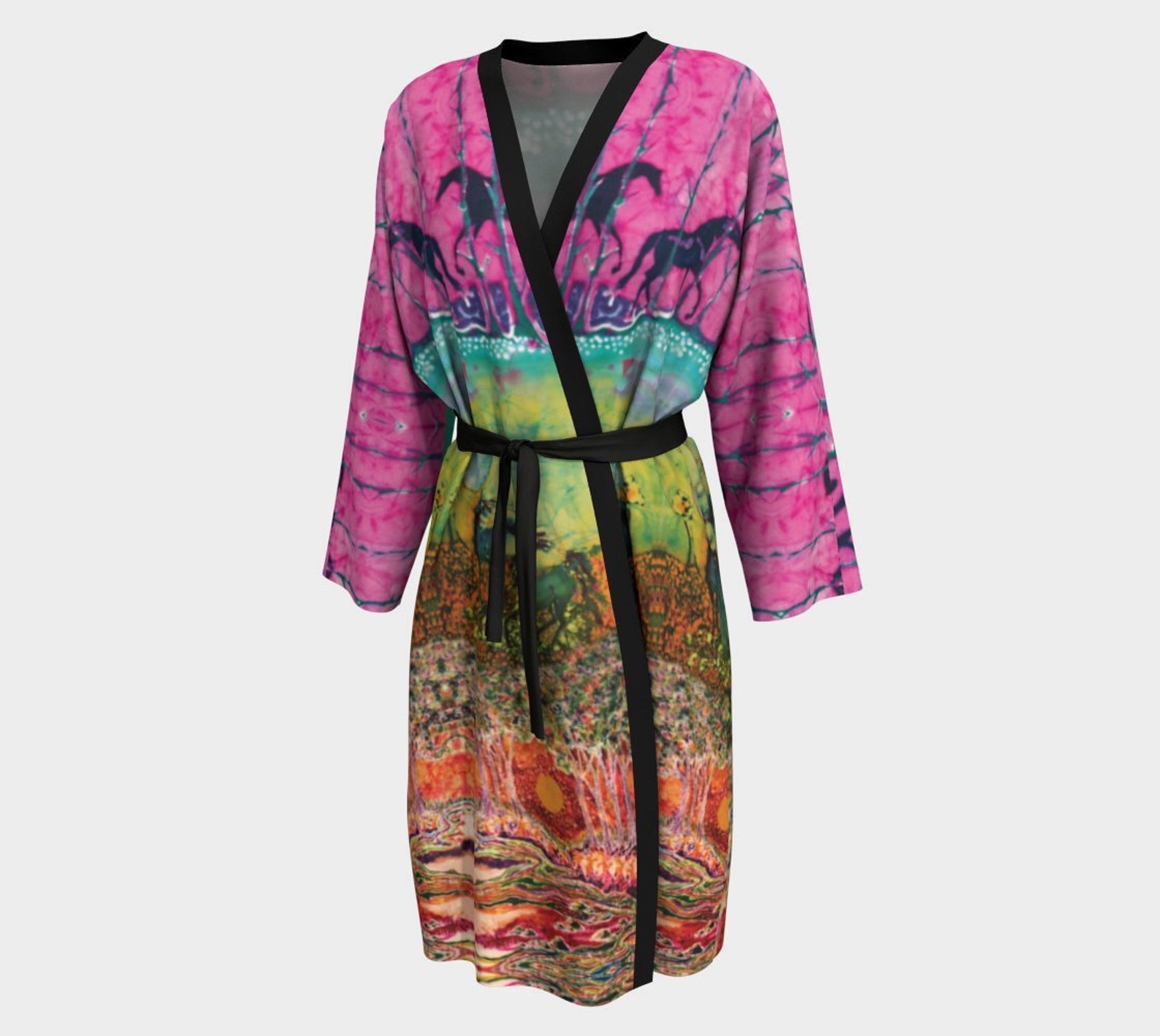 Horses Peignoir Robe Horse Batik Spring horses in the - Etsy