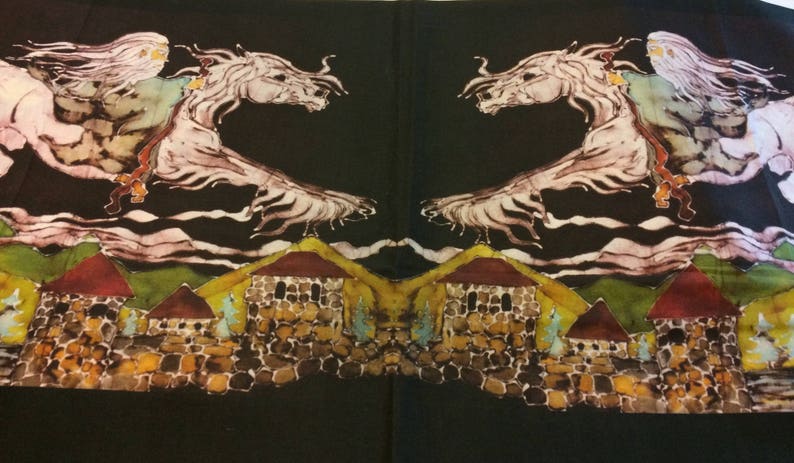 Gandalf and Shadowfax fabric art supply batik art The | Etsy