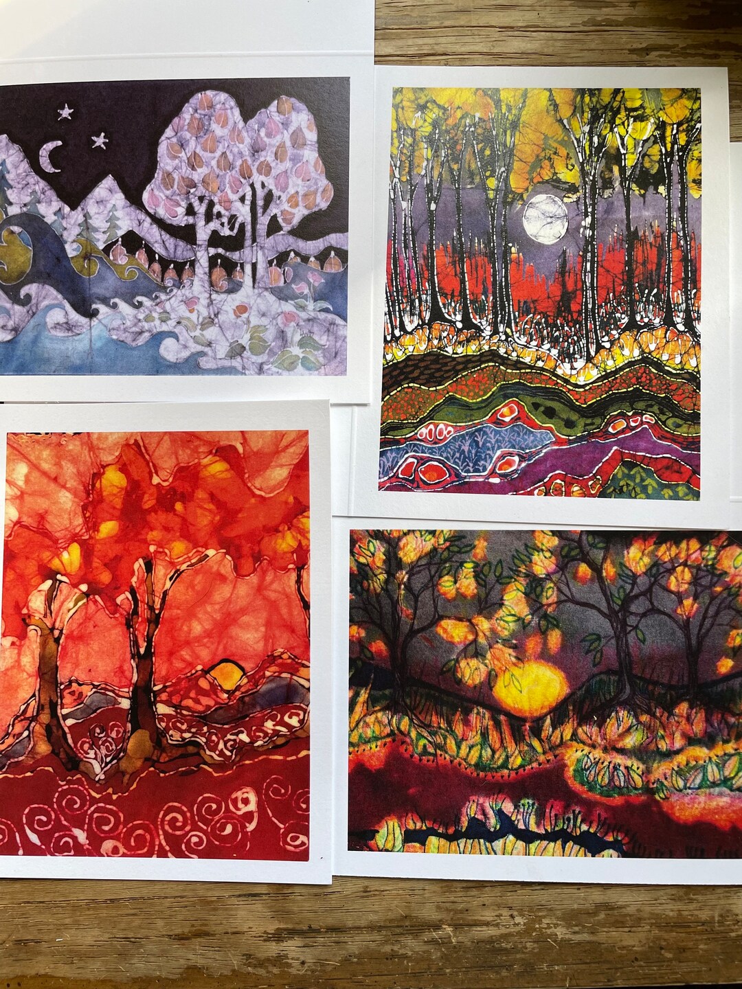 Fantasy Woodland Landscape Batik Cards Set - Enchanted Landscapes ...