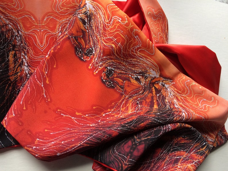 Horse Silky Faille Scarf Autumn Sundance Women's | Etsy