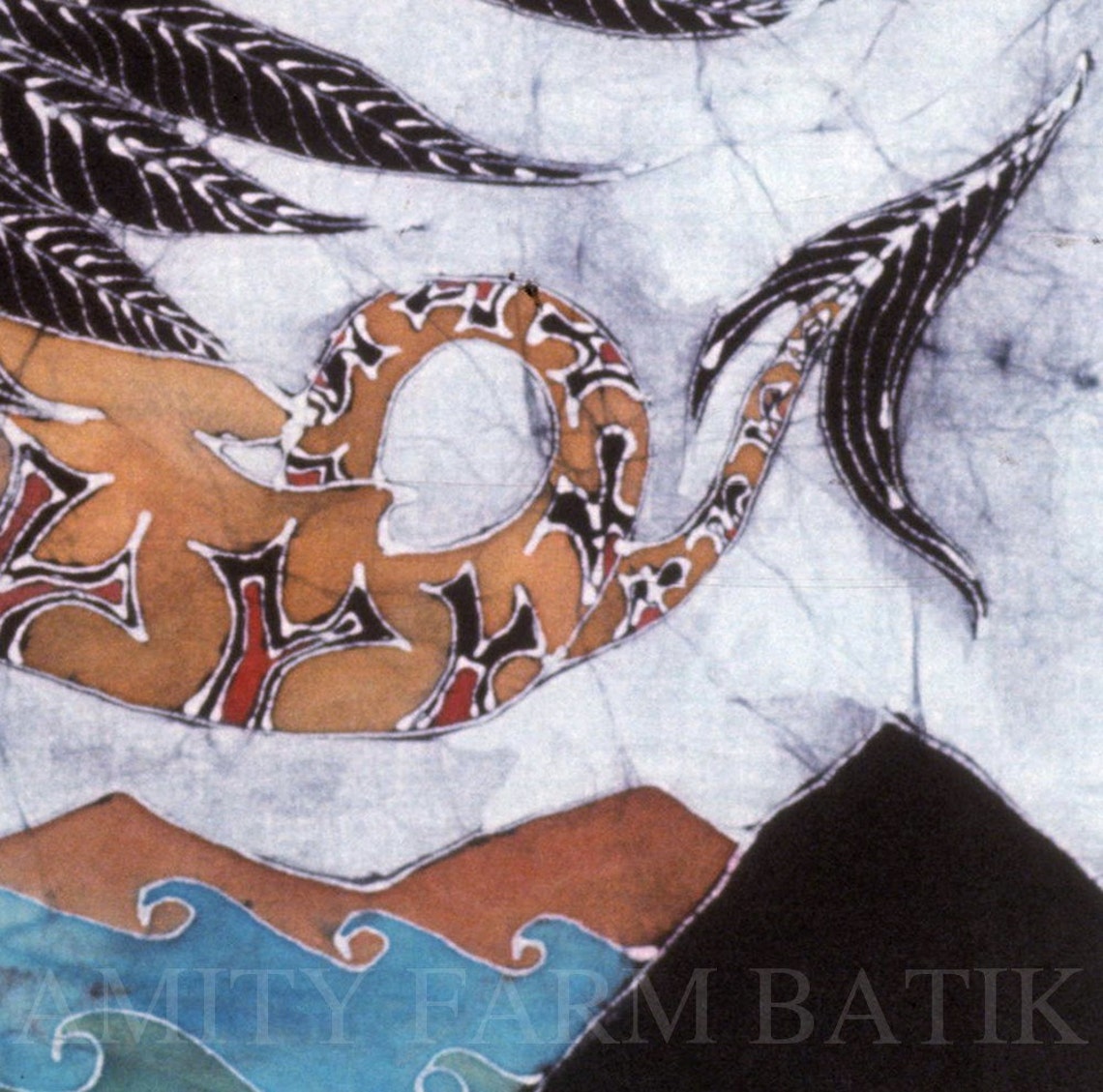Beaked Dragon art print Dragon Flies Above The Sea batik | Etsy