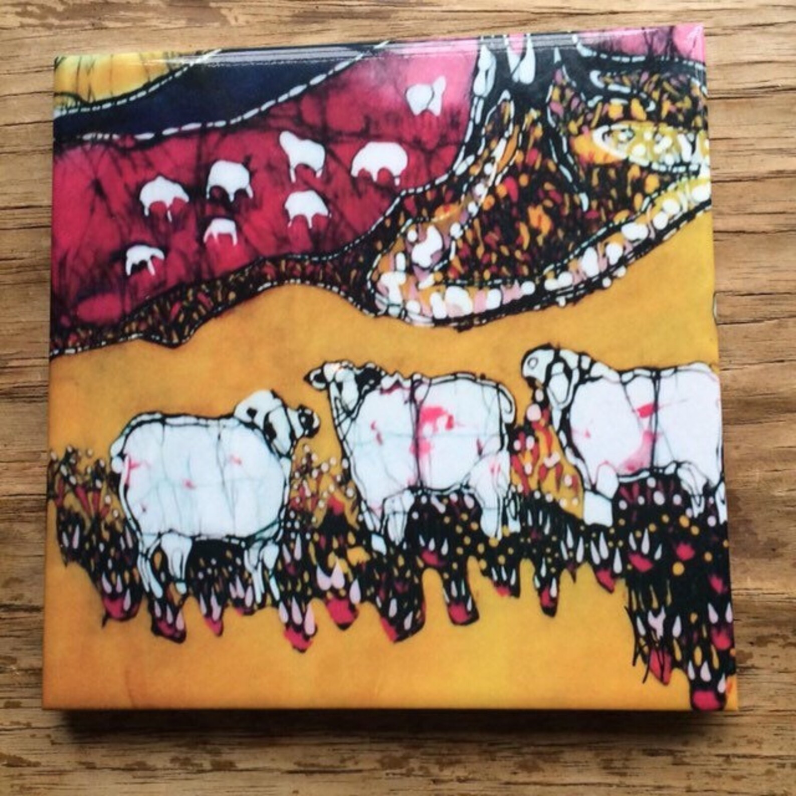Sheep Trivet Sheep Pasture Batik Ceramic Tile - Etsy