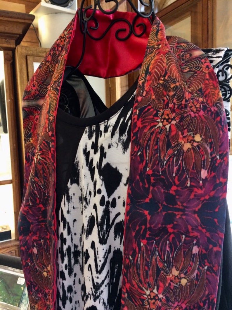 Coneflower Scarf Batik Flowers Silky Faille Sash / Scarf - Etsy