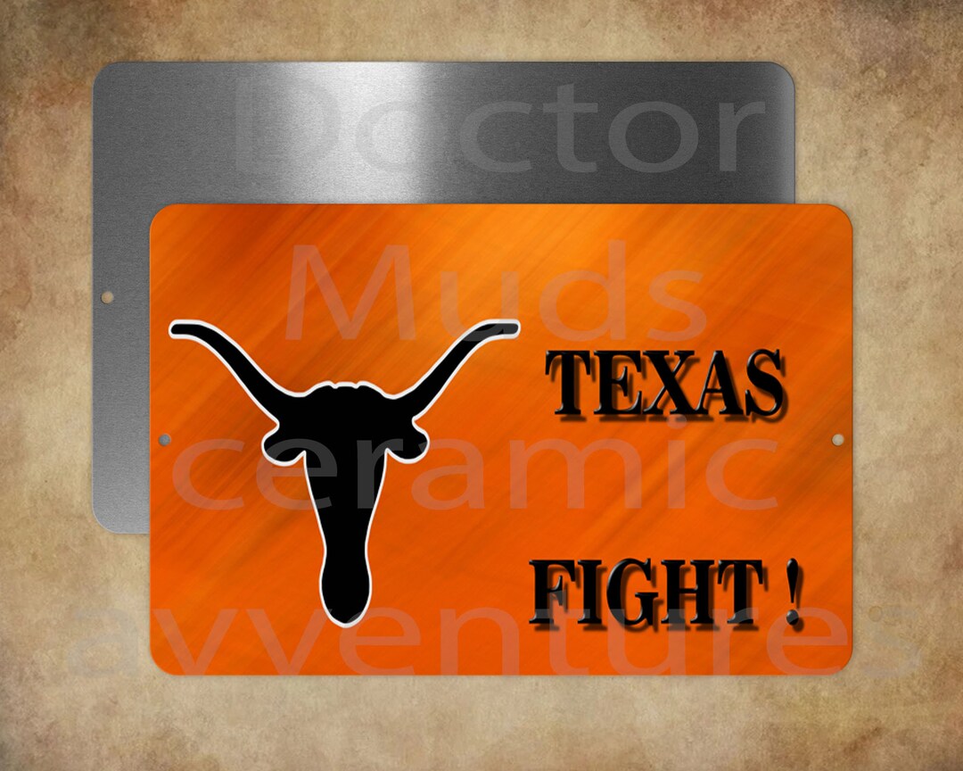 Pretty Burnt Orange Longhorn TEXAS FIGHT Metal Sign 8 X 12 -- - Etsy