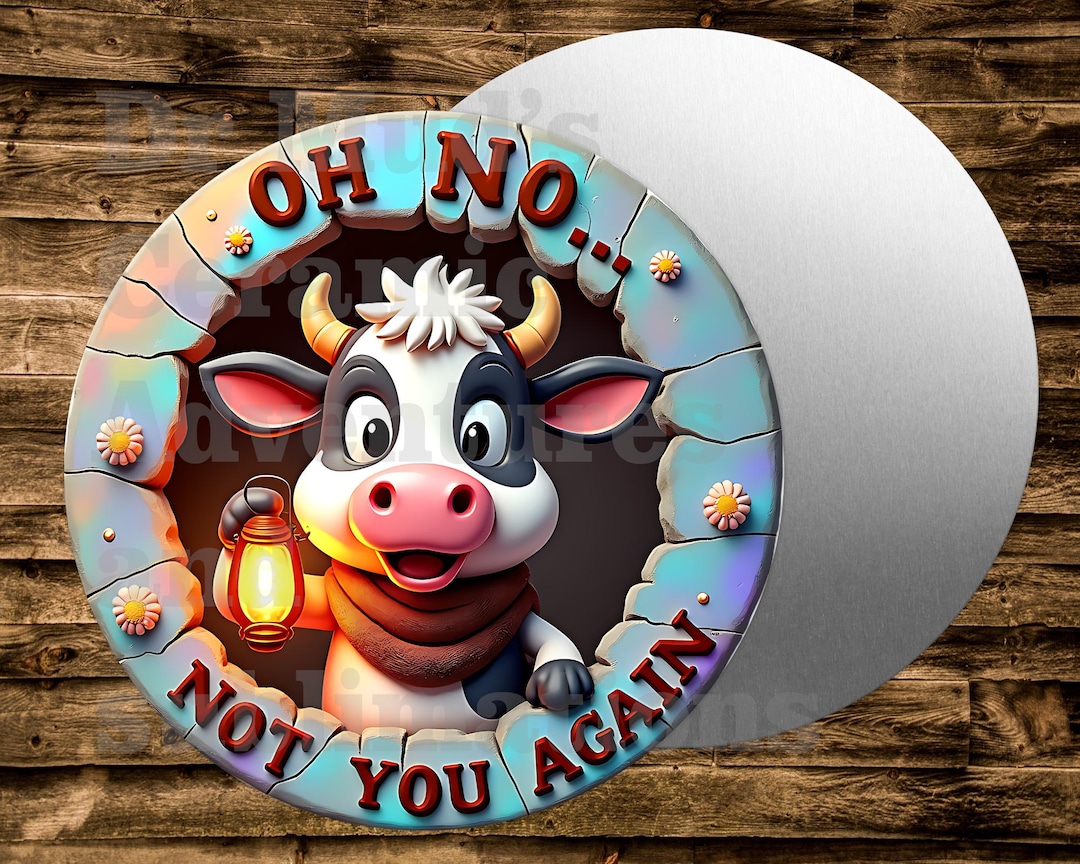 OH No Not You Again Funny Cow Round Metal Sign for Many Uses Including ...