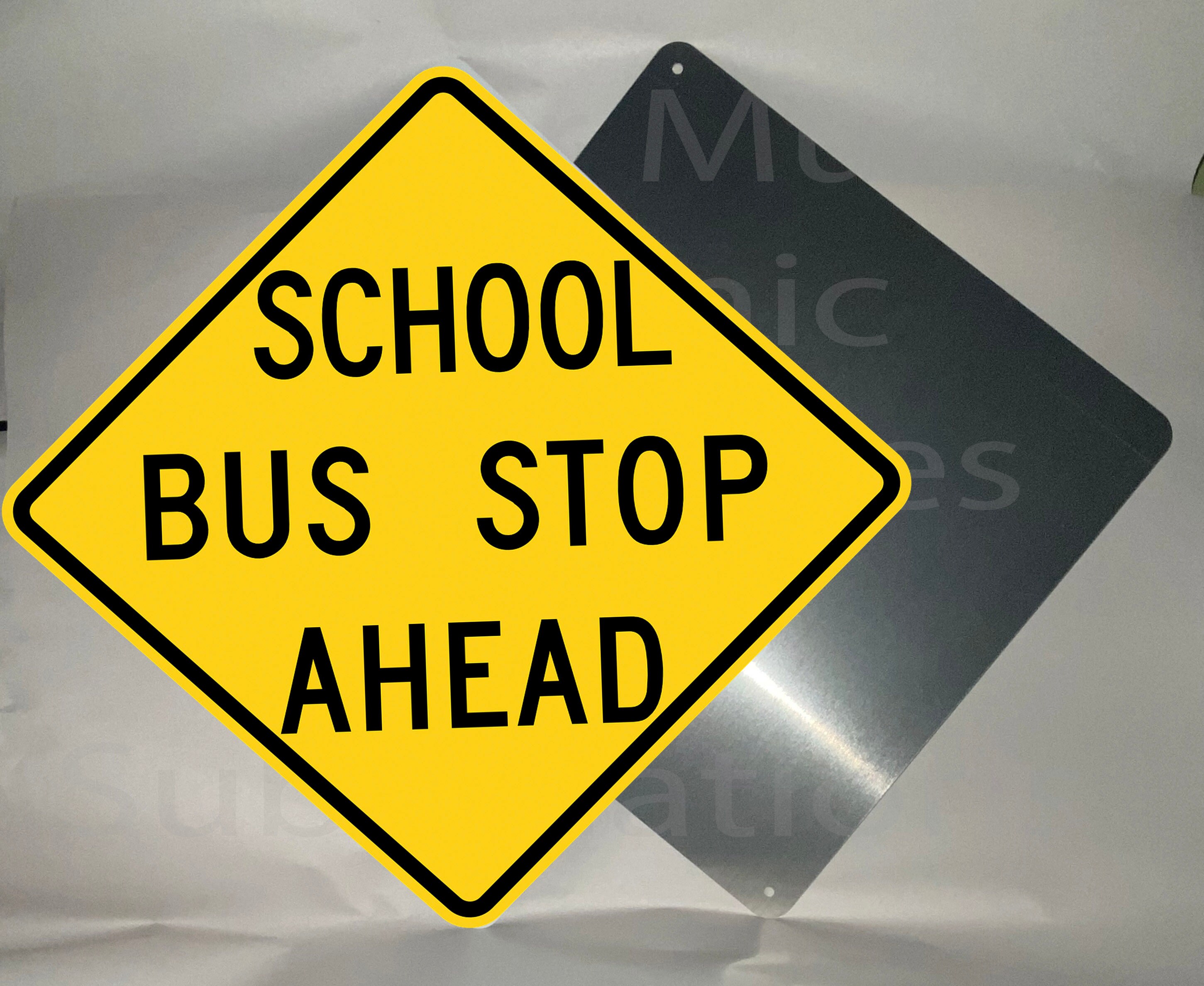 School Bus Stop Ahead Sign