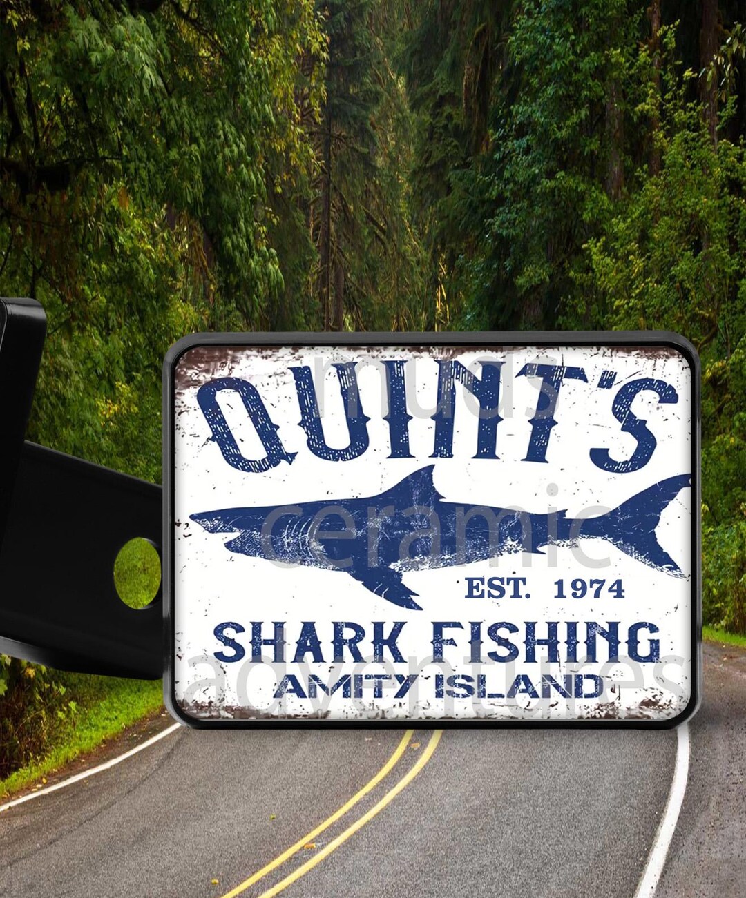 Amity Island Jaws Captain Quint's Shark Fishing Trailer Hitch Cover ...