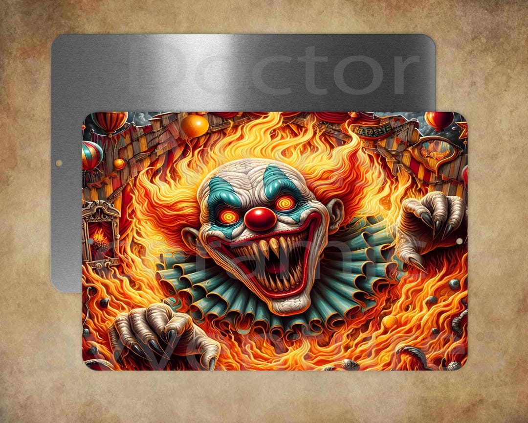 Creepy Clown Fire Metal Sign 8 X12" - Etsy