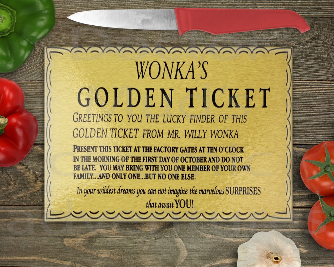 GOLDEN TICKET Rectangle Glass Cutting Board or Trivet. Choose Your Size ...