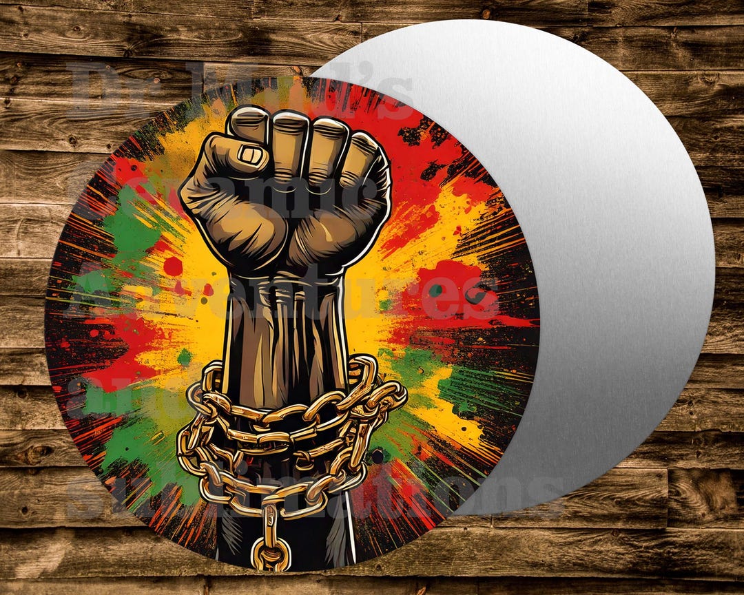 JUNETEENTH FIST Round Metal Sign for Wreaths Crafts & Miniatures ...