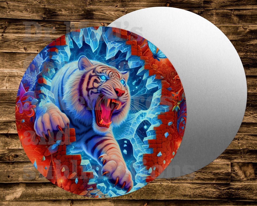 Crimson Tiger Round Metal Sign for Many Uses Including Wreaths ...