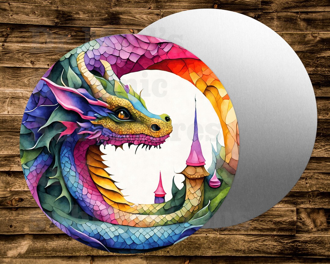 Colorful Mythical Dragon Sign for Wreaths Crafts & Miniatures Projects ...