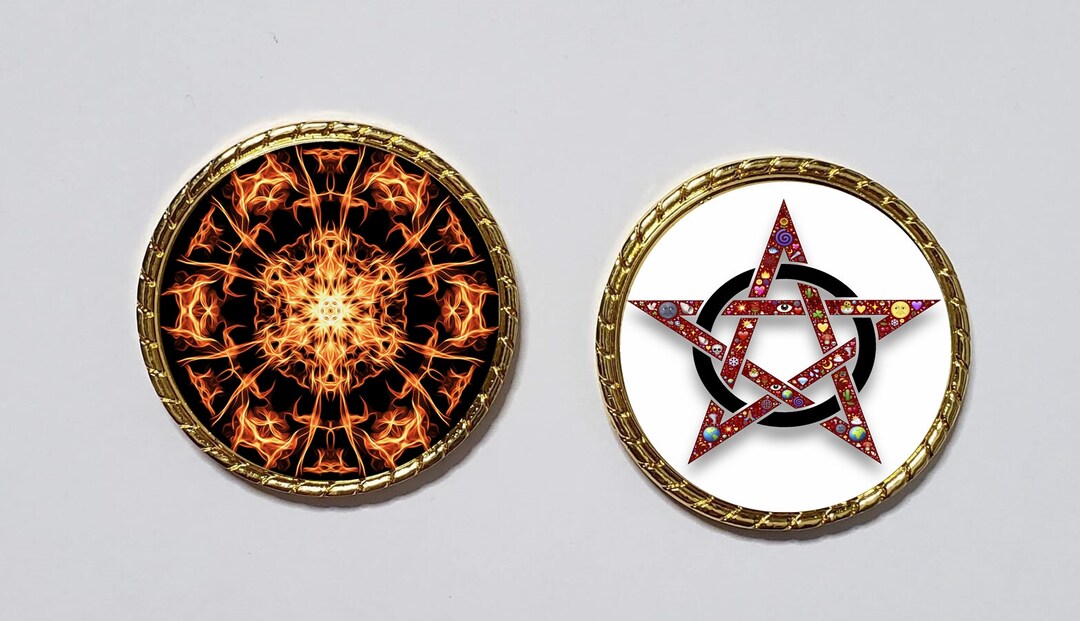 Cool Fiery Pentacle Coin Wicca Pagan Witch Coin - Etsy