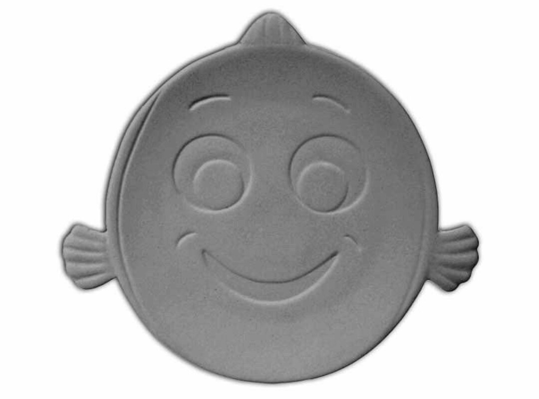 Little Fishy Faced Glass Fusing Slump Dish Mold 6" W X 5.5" L X .5" H ...