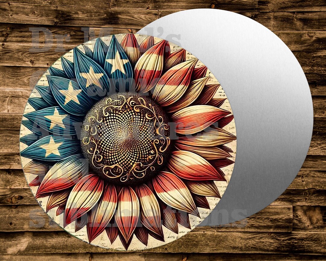 PATRIOTIC SUNFLOWER Metal Sign Wreaths Crafts & Miniatures Projects - Etsy
