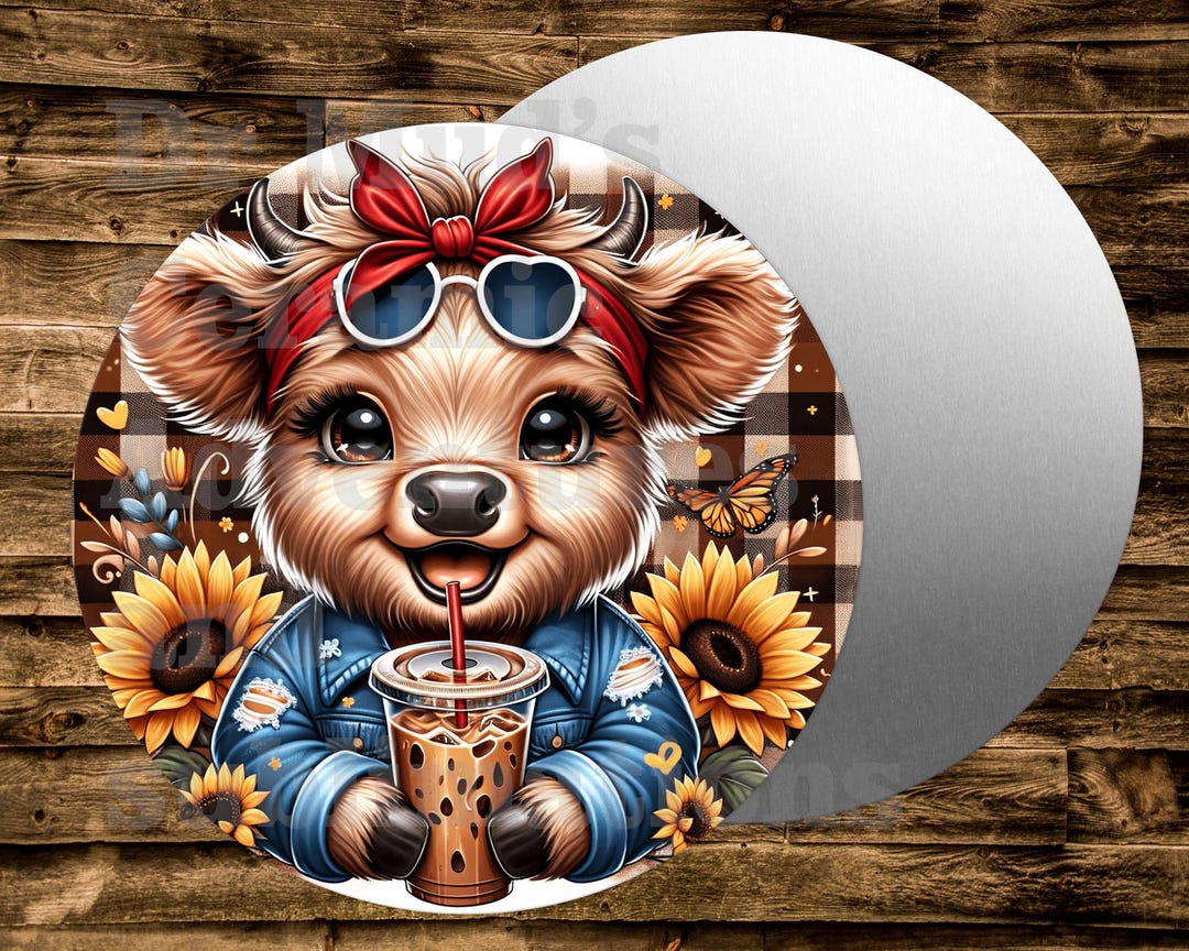 CUTE BABY COW Round Metal Sign for Wreaths Crafts & Miniatures Projects ...
