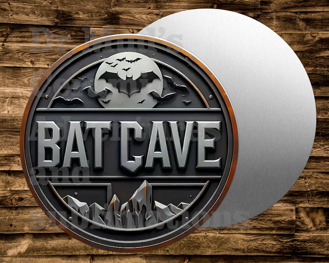 Bat Cave Round Metal Sign for Many Uses Including Wreaths, Miniatures ...