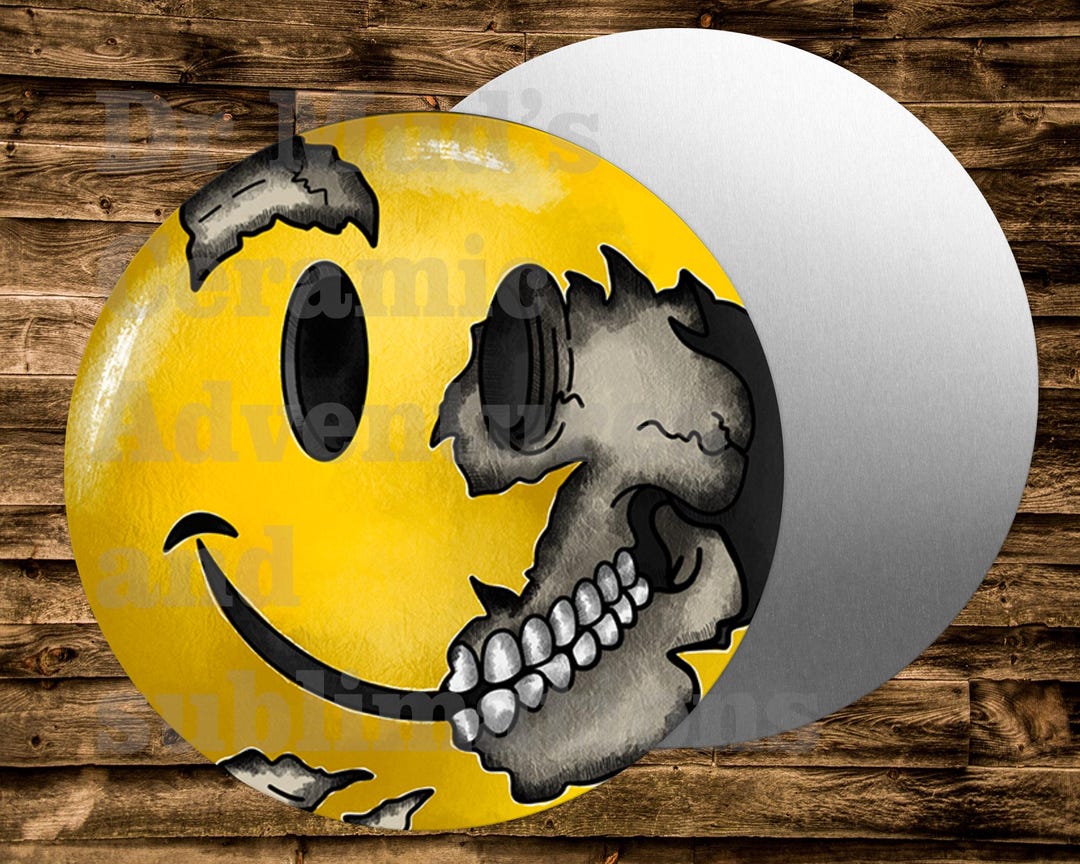 SMILEY FACE ZOMBIE Round Metal Sign for Many Uses Including Wreaths ...
