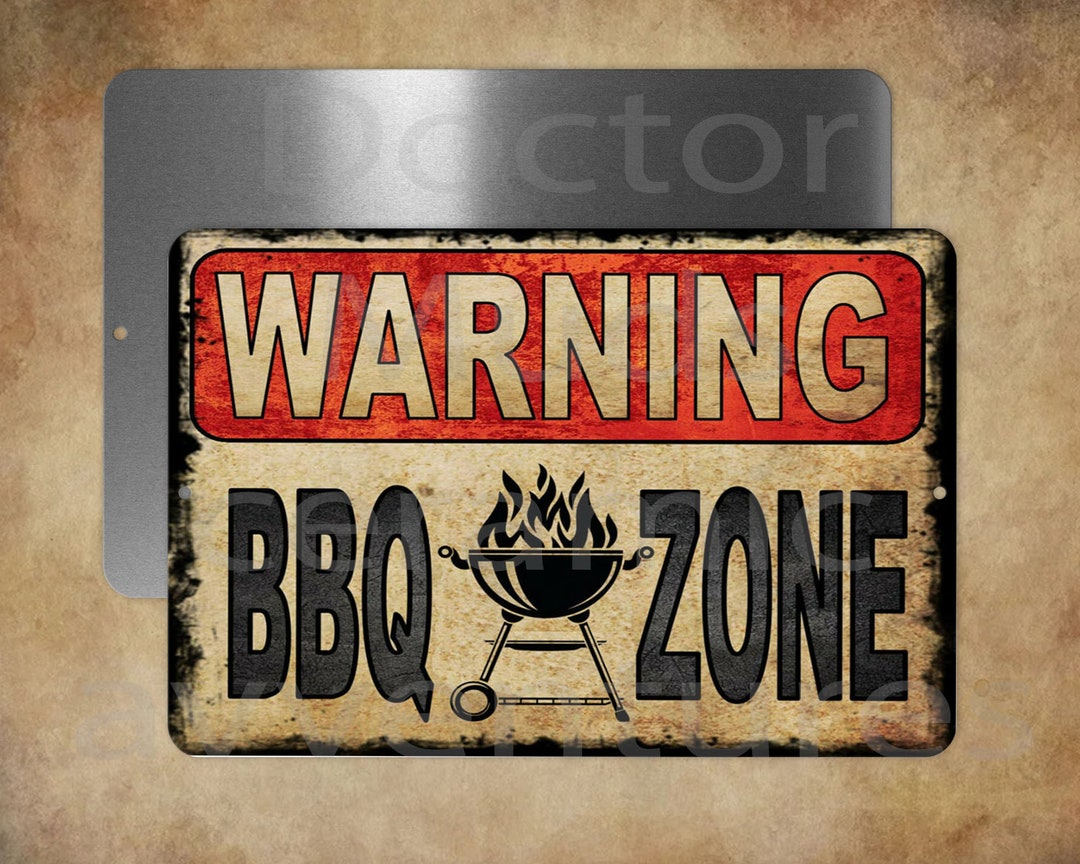 WARNING BBQ ZONE Backyard Patio Grill 8" X 12" Metal Sign - - - Etsy
