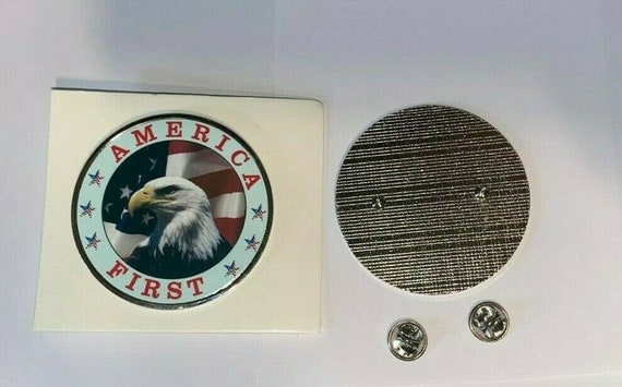 AMERICA FIRST US Flag and Bald Eagle 2.25 Lapel Pin - Etsy