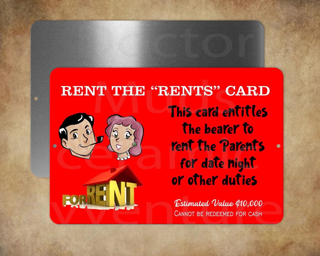 Funny RENT the RENTS Card 8" X 12" Metal Sign Made in USA - Etsy