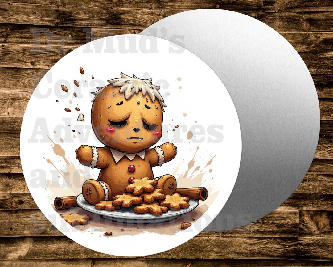 GINGERBREAD SAD MAN Round Metal Sign for Many Uses Including Wreaths ...