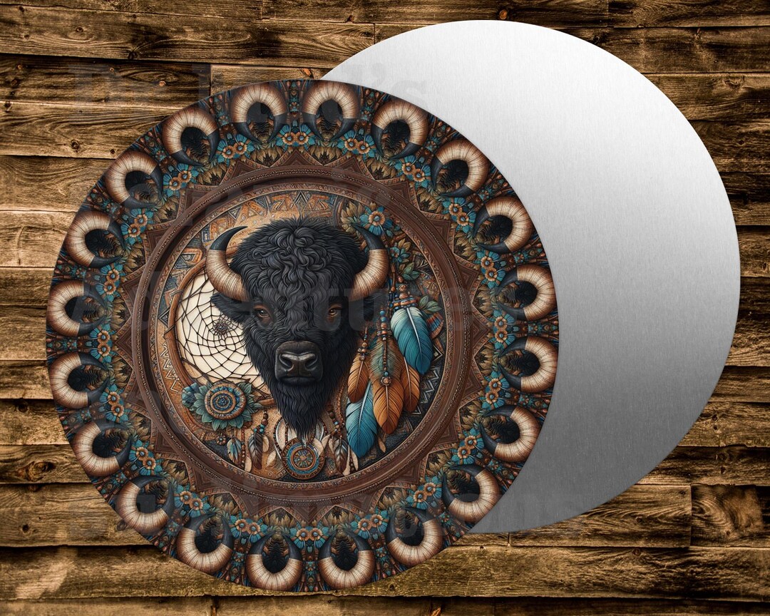 Buffalo Bison Head Round Metal Sign for Many Uses Including Wreaths ...