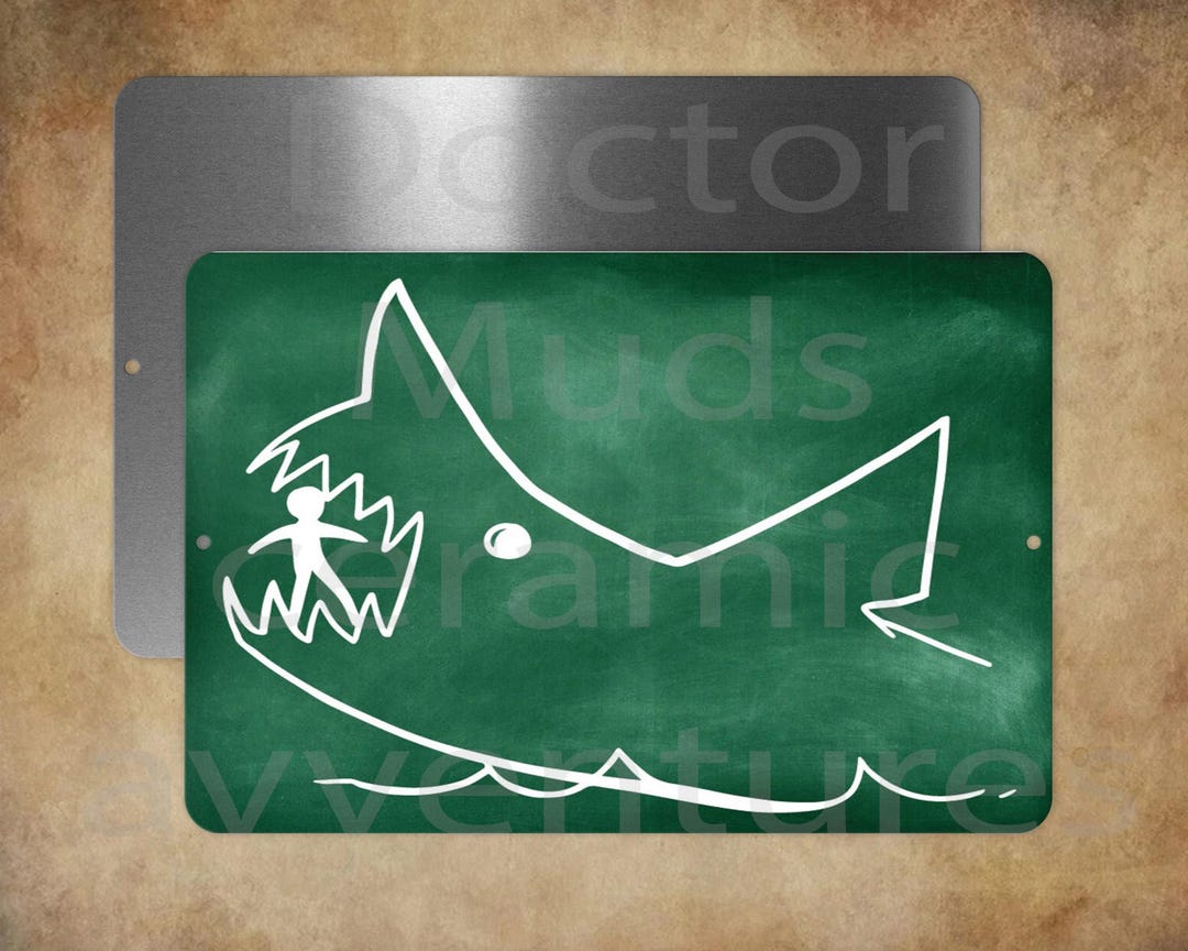 JAWS Chalkboard Man in Shark Quint 8" X 12" Metal Sign Made in USA - Etsy