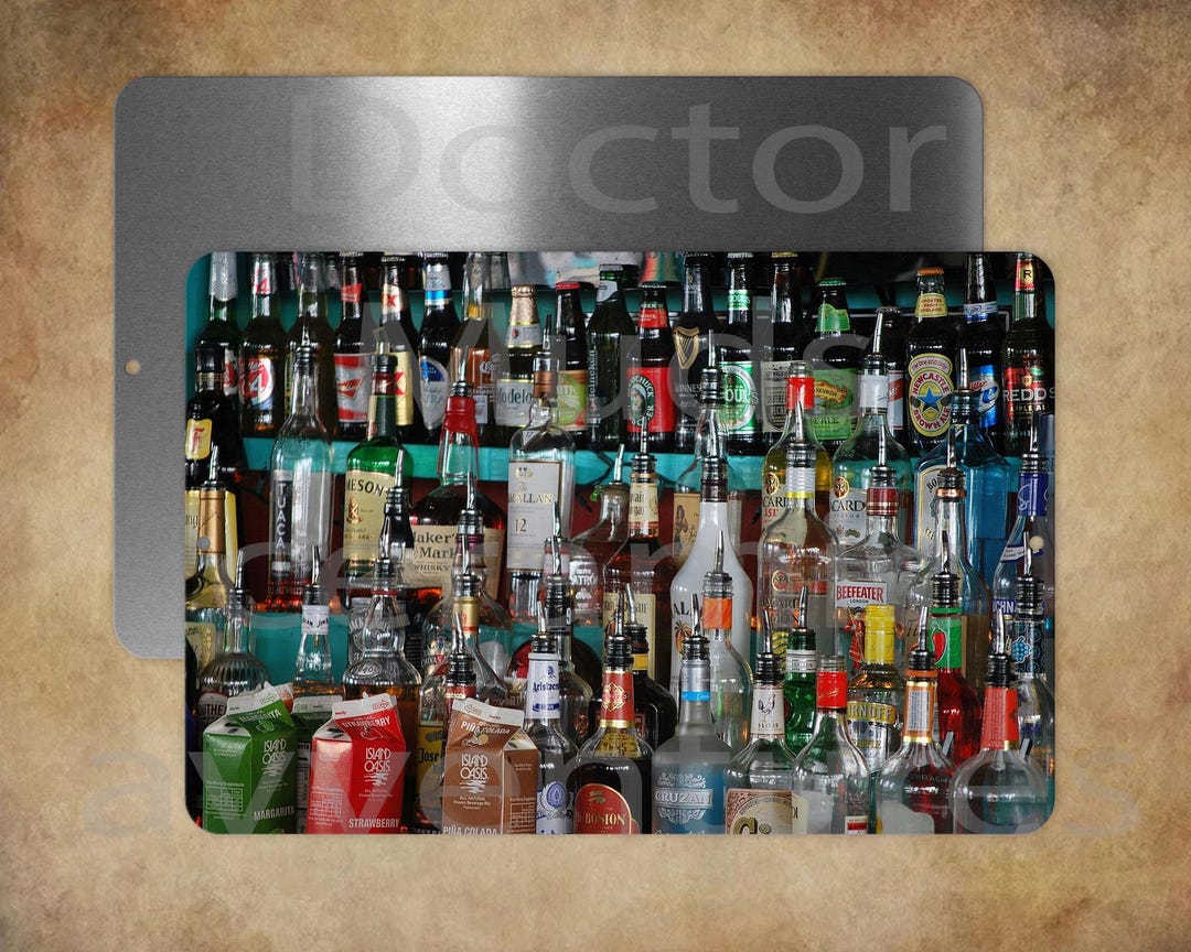 Booze Alcohol Bar Bottle Man Cave 8 X 12" Metal Sign - Etsy