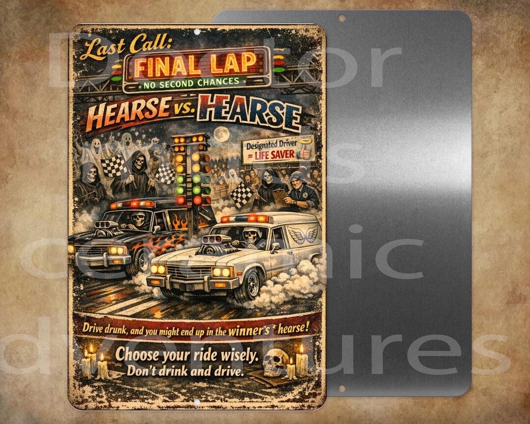 Hearse Vs Hearse Drag Race Don't Drink and Drive 8 X 12" Metal Sign - Etsy