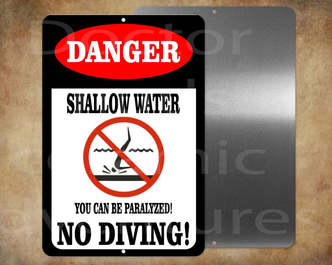 Danger NO DIVING Shallow Water 8 X 12" Metal Sign - Etsy