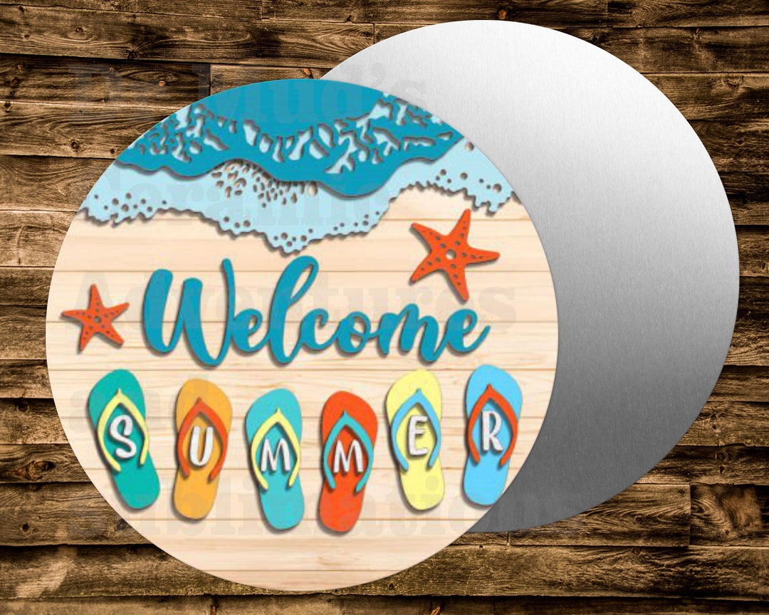 Welcome Summer Beach Sandals Flip Flops Wreaths Crafts & Miniatures ...