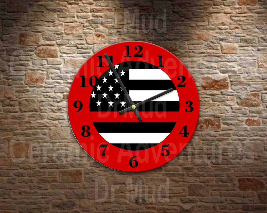 Handsome Thin Red Line Fire Service Metal 6", 8" , 10" or 11.75" Wall ...